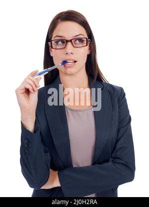 Thinking about my next business move. Studio shot of a handsome young ...