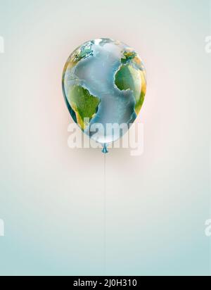 Illustration of a world globe hot air balloon Stock Photo - Alamy