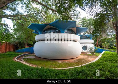 Auroville, India - November 2020: The building of "No school", designed ...