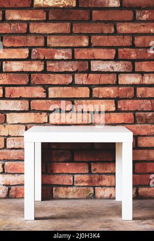 Blank white brick wall of loft style bedroom mock up Stock Photo - Alamy