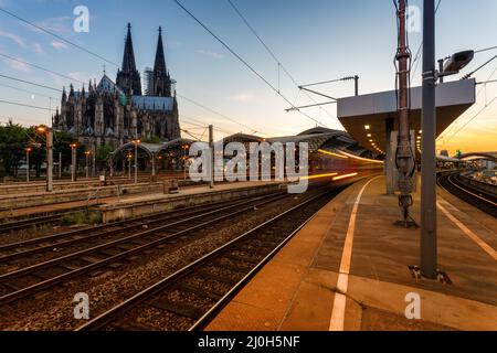 train in motion, Cologne. Cologne Cathedral Stock Photo - Alamy