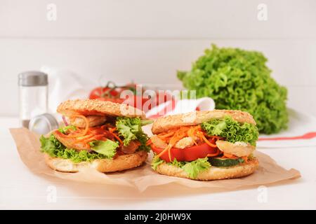 Fresh doner kebab in buns on white background Stock Photo - Alamy