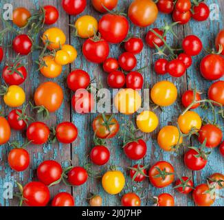 Multicolored tomatoes, pattern of yellow, red and orange cherry ...