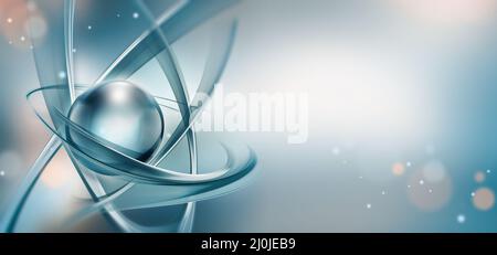 Close up illustration of atomic particle for nuclear energy imagery ...