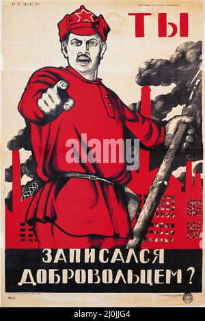 RUSSIAN CIVIL WAR propaganda poster issued by White Army shows Trotsky ...