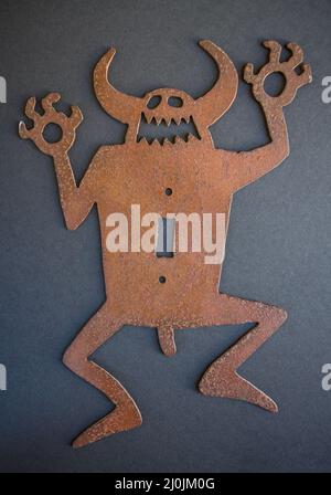 Traditional american ethnic sculpture of a devil. White background ...