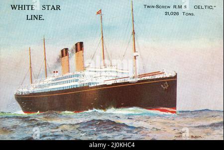 Vintage postcard of the White Star Line steamship S.S. Doric. The SS ...