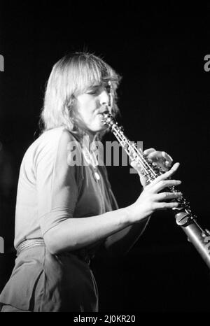 English musician Barbara Thompson, MBE performing at the 1981 Capital ...