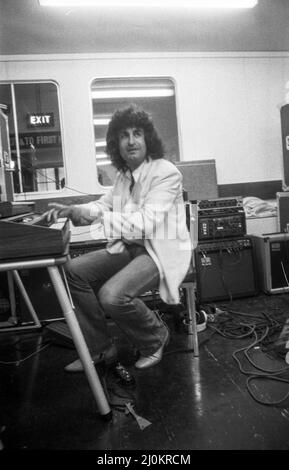 Swiss musician Patrick Moraz in a mobile studio in 1982 Stock Photo - Alamy