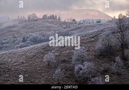 Last good weather days in autumn mountain countryside. Peaceful ...