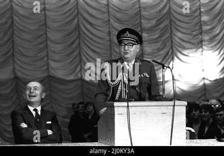 General Sir Edwin Bramall (c), chief of Defence Staff, on Ascension ...