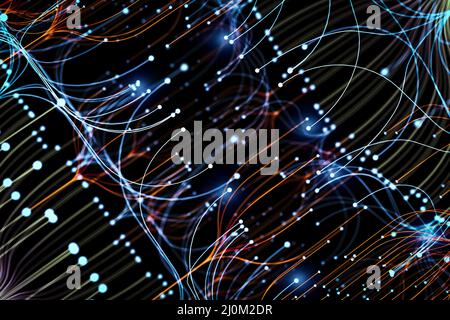 3d rendering big data visualization digital data threads plot network ...