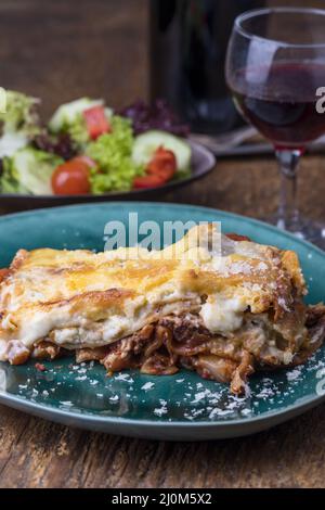 Durum wheat pasta, lasagna on slate stone, close-up, isolated on white ...