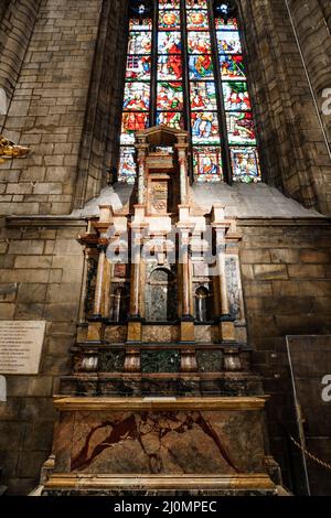 Relief and stained-glass windows on a town house, Art Nouveau, around ...