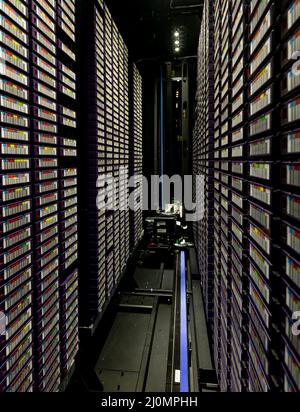 Data center with multiple rows of fully operational server racks Stock ...