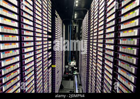 Data center with multiple rows of fully operational server racks Stock ...