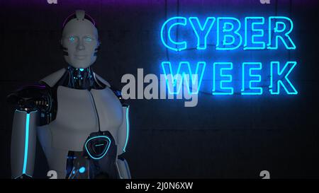 Neon Sign Cyber Week Stock Photo - Alamy