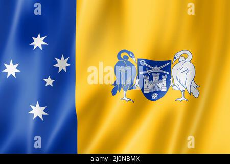 Canberra city and Australian Capital territory flag, Australia waving ...