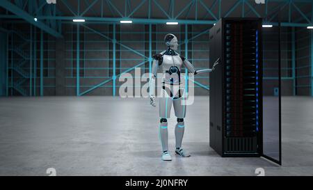 Humanoid Robot Server Hall Stock Photo - Alamy