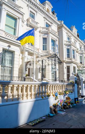 Embassy of Ukraine, in Holland Park, London, UK, during the war against ...