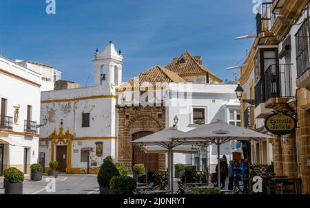 Rota, Spain - 12 March, 2022: the picturesque old city center of Rota ...