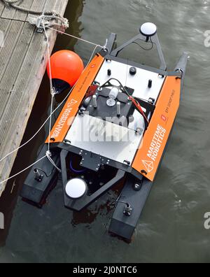 Maritime Robotics Otter Pro Uncrewed Surface Vessel (USV) operating in ...