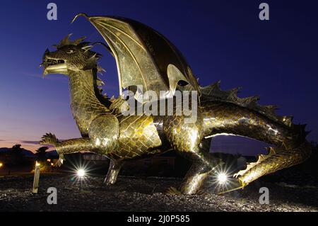 Dewi the Dragon, Sculpture, Harlech, North Wales Stock Photo - Alamy
