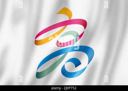 Kaohsiung city flag, China waving banner collection. 3D illustration ...