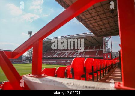 A general view of the Trent End in the City Ground, Nottingham, ahead ...
