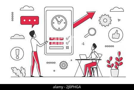 Successful task completion and time management concept. Young smiling ...