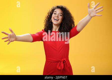 Come into my arms. Portrait of friendly and loving, caring charming ...