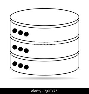 Database storage icon with shadow, internet network server cloud data symbol, connection system ...