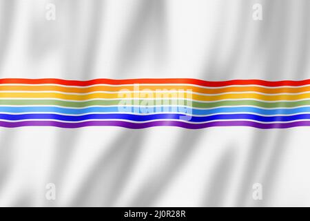Jewish Autonomous Oblast flag, Russia waving banner collection. 3D ...