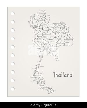 Vector blank map of Thailand with regions and administrative divisions ...