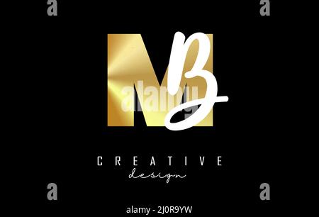 Handwritten MB M B Golden Letters Logo with a minimalist design. MB ...