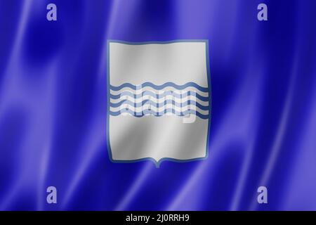 Basilicata region flag, Italy waving banner collection. 3D illustration ...