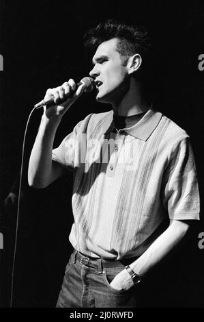 Morrissey, lead singer of Manchester group The Smiths, performing in ...