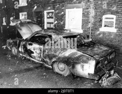 The National Miners Strike 1984 The burnt-out car belonging to John ...