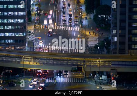 Akabane Bridge at night as seen from the Tokyo Tower. Japan Stock Photo ...