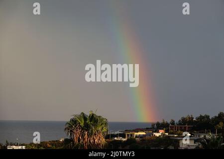 Rainbow near Kalithea, on Rhodes Stock Photo - Alamy