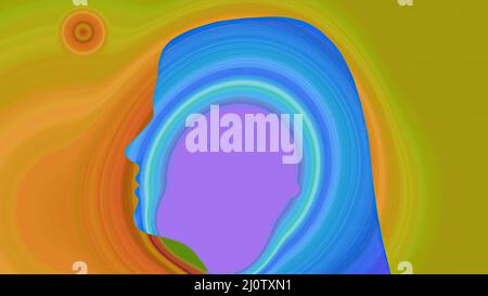 Surreal Colorful Portrait of Woman silhouette Stock Photo - Alamy