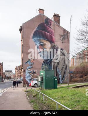 St Mungo mural by Australian artist Sam Bates (aka Smug). Glasgow High ...