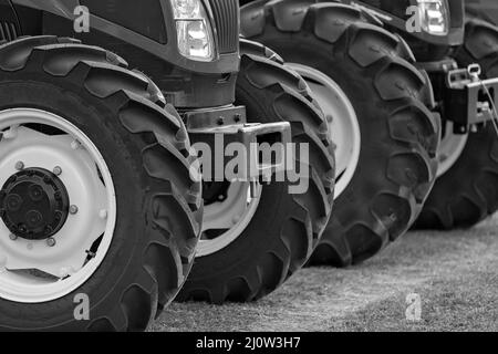 Tractors are lined up as part of the display at Grand View LandTrust ...