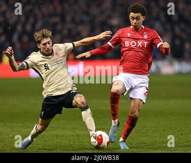 Brennan Johnson #20 of Nottingham Forest in action during the game ...