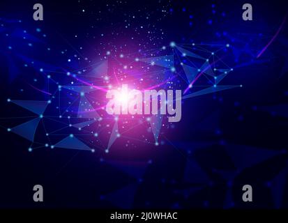 Lines connected with dots as social communication concept in office ...