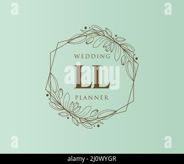 LL Initials letter Wedding monogram logos template, hand drawn modern ...