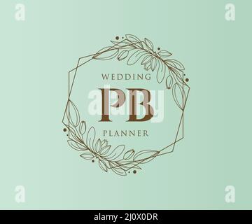 PB Initials letter Wedding monogram logos collection, hand drawn modern ...