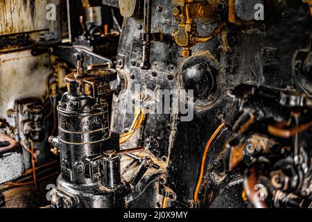 Steam locomotive of the machine room Stock Photo - Alamy