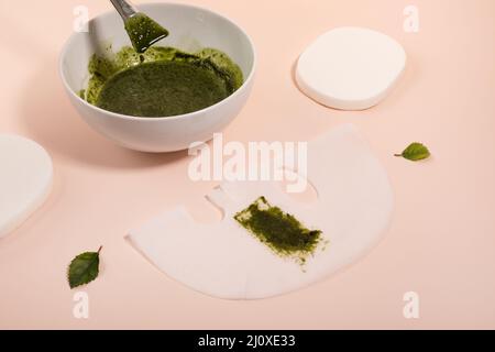 face mask pack made of matcha green tea powder Stock Photo - Alamy