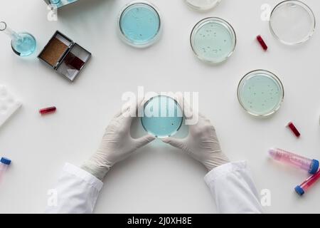 close up petri of dish with microbe colony Stock Photo - Alamy